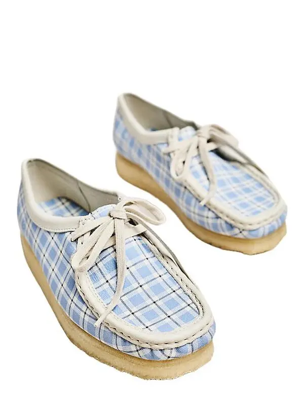 Clarks Wallabee Suede Slip-on Shoes - Blue Check