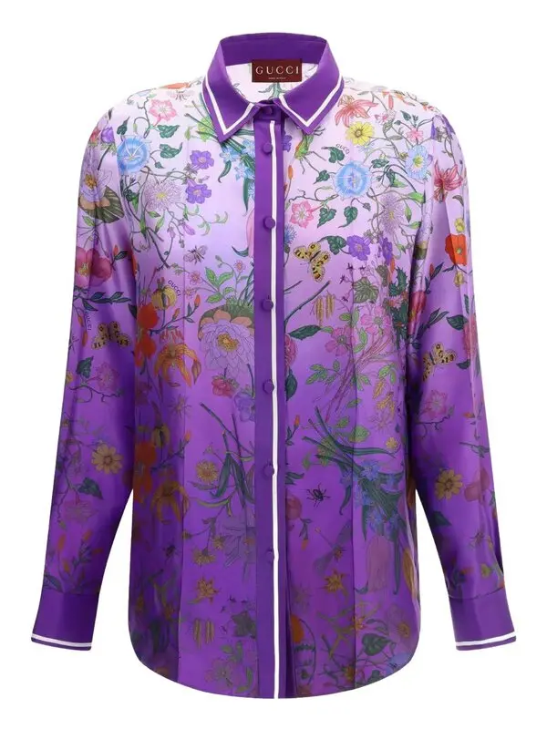 Gucci Floral-print Ombre Shirt - Purple