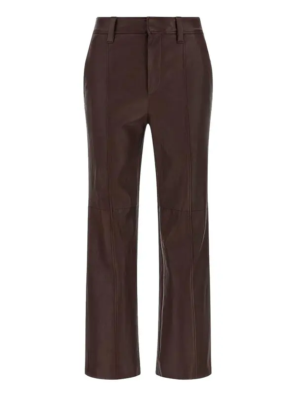 Brunello Cucinelli Stretch Nappa Leather Cigarette Pants - Brown