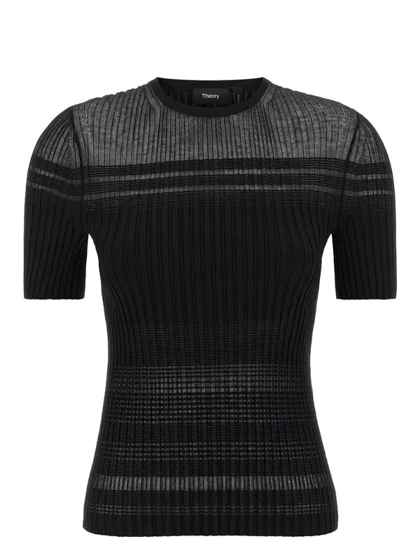 Theory Ribbed Stretch T-shirt - Black