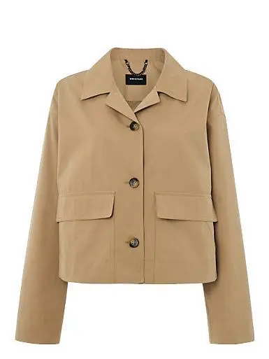 Whistles Cropped Relaxed-fit Woven Trench Jacket - Cream
