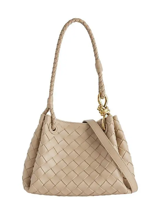 Bottega Veneta Parachute Small Leather Shoulder Bag - Ecru-muse Brass