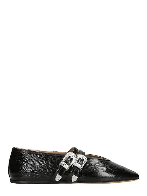 Le Monde Beryl Claudia Leather Ballet Flats - Black