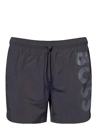 BOSS Logo-print Swim Shorts - Dark Grey
