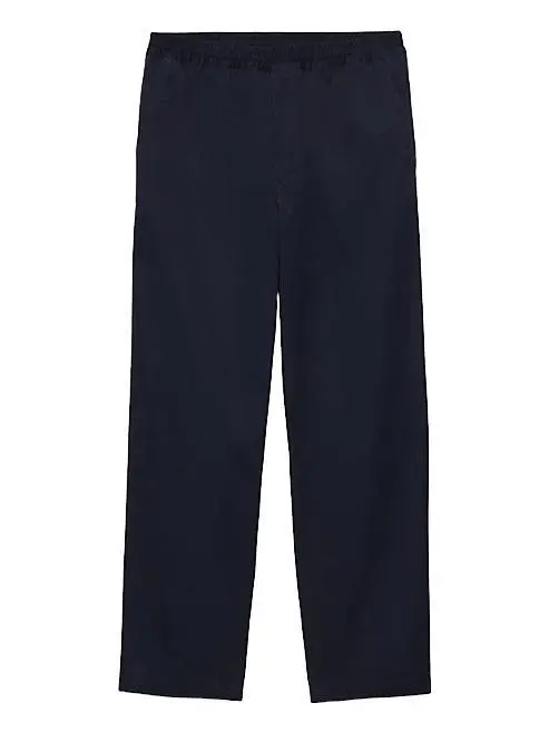 Prada Triangle Appliqué Slim-fit Cotton Trousers - Blue