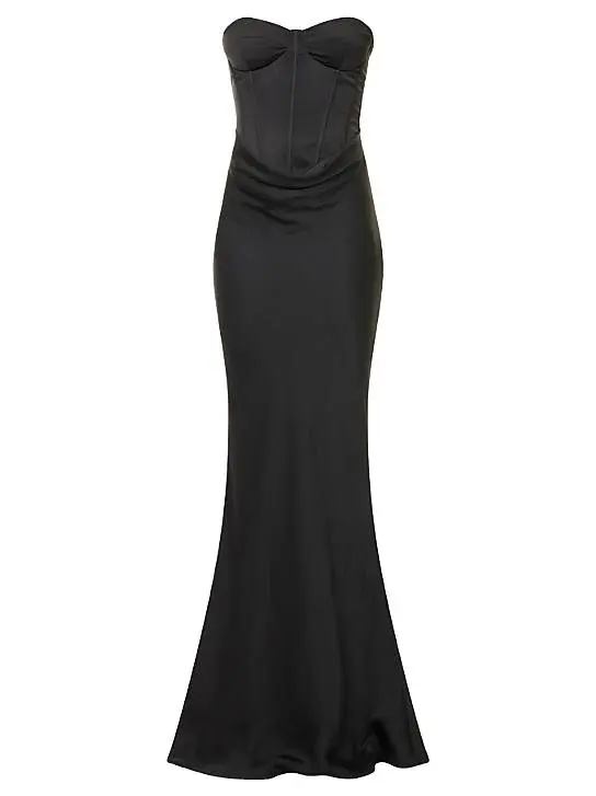 Remain Birger Christensen Kailey Corset Satin Gown - Black