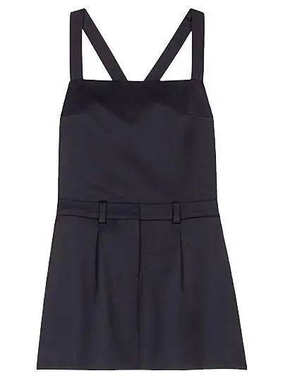 Maje Pinafore Strap Stretch-woven Mini Dress - Navy