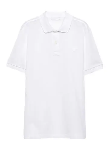 Prada Triangle-logo Cotton-piqué Polo Shirt - White