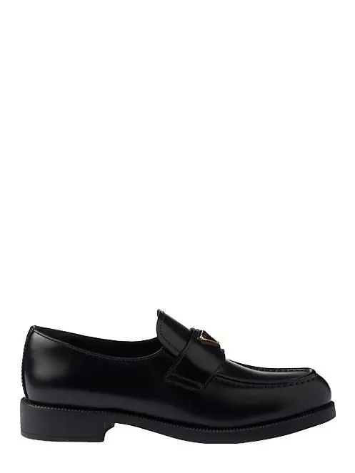 Prada Brushed Leather Loafers - Black