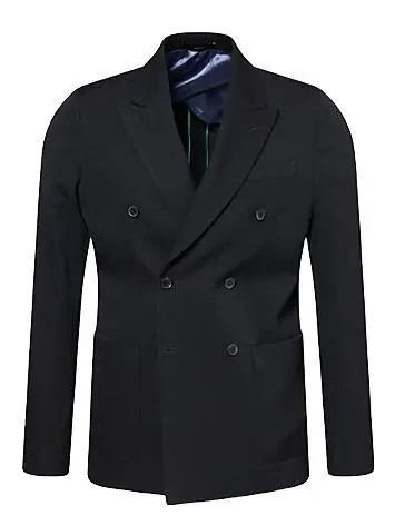Paul Smith Peak-lapel Double-breasted Cotton-wool Blend Jacket - Very Dark Green