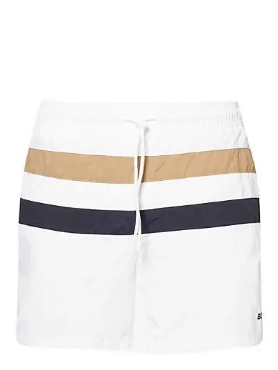 Hugo Boss Striped Swim Shorts - White