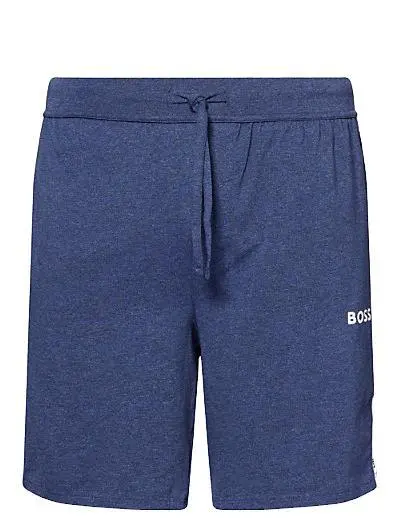 BOSS Logo-print Cotton-jersey Pyjama Shorts - Open Blue