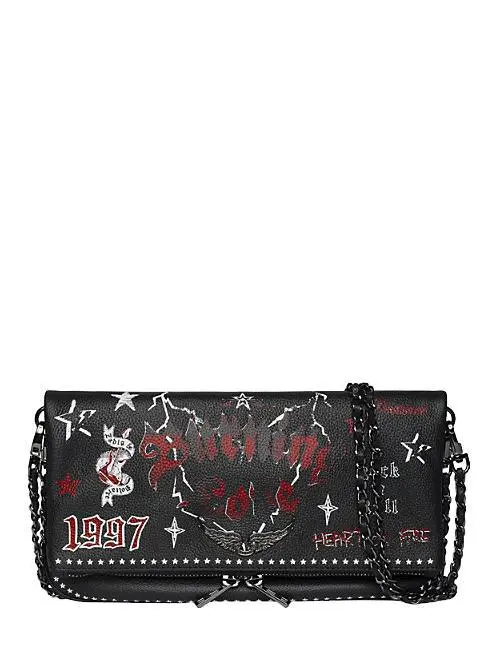 Zadig&Voltaire Rock Punch Leather Clutch Bag - Black
