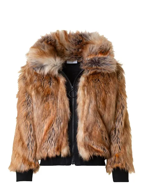 Akris Faux Fox Fur Bomber Jacket - Camel-multicolor