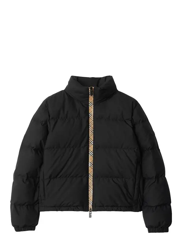 Burberry Ambleside Check Zipper Puffer Jacket - Black