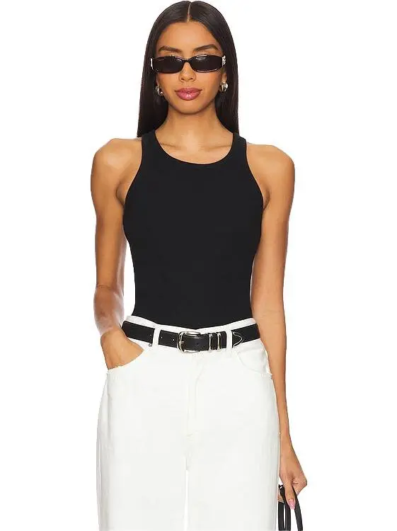 Eterne High Neck Fitted Tank Top - Black