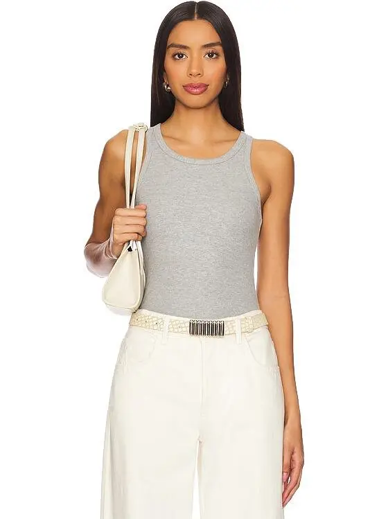 Eterne High Neck Fitted Tank Top - Grey
