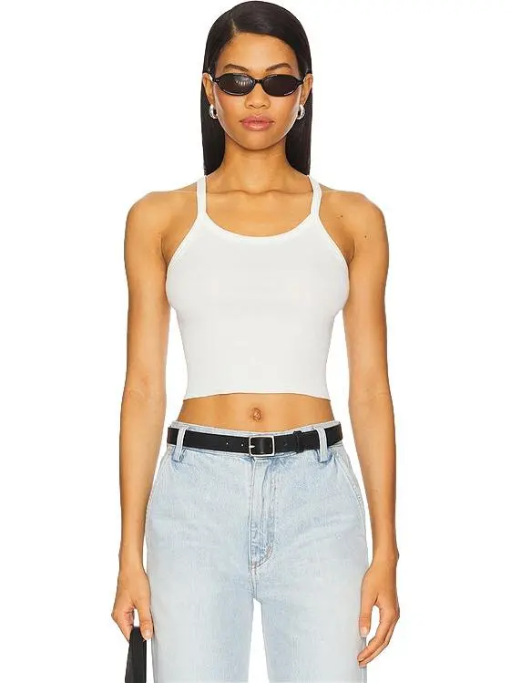 Eterne Cropped Rib Tank Top - Ivory