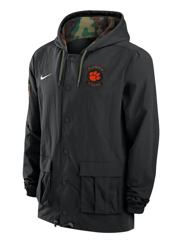 Nike Full-snap Hooded Military Jacket - Black