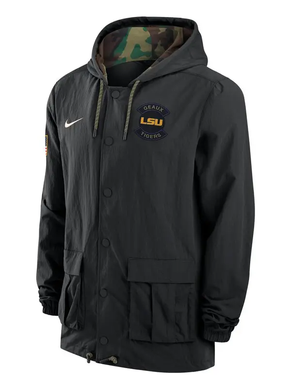 Nike Lsu Full-snap Hooded Military Jacket - Black