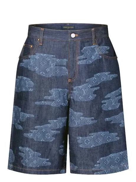 LOUIS VUITTON X Nigo Monogram Chambray Shorts - Indigo