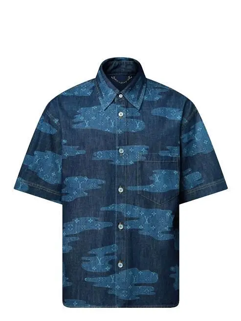 LOUIS VUITTON X Nigo Monogram Shortsleeved Chambray Shirt - Indigo