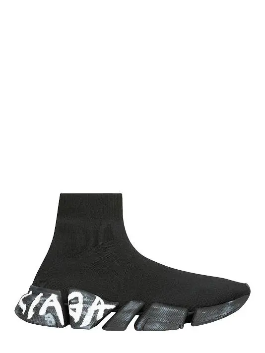 Balenciaga Speed 2.0 Graffiti Sneakers - Black/white