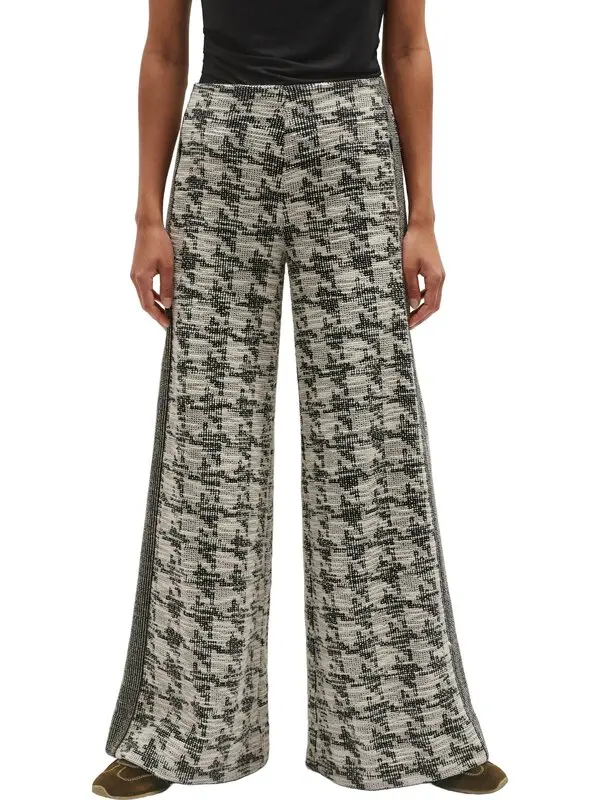 ME+EM Travel Tweed Wide-leg Trousers - Black Multi