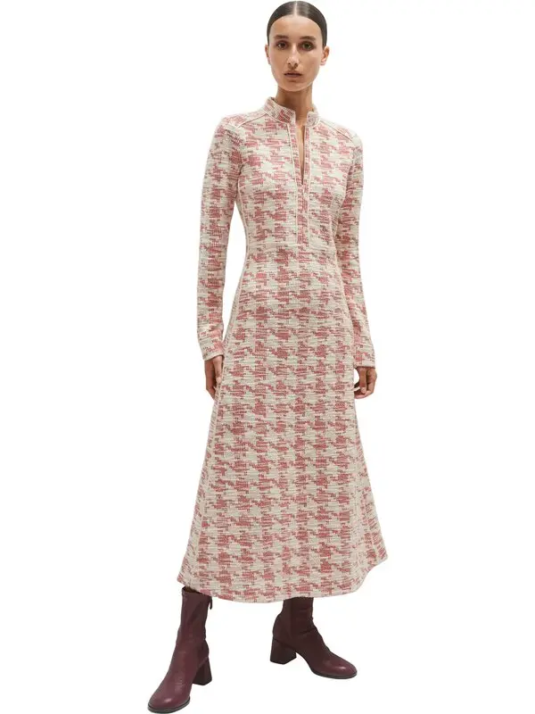 ME+EM Travel Tweed Midi Dress - Red/ivory