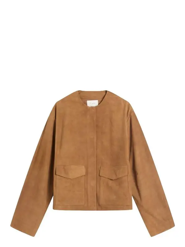 ST. AGNI Suede Utility Cocoon Bomber Jacket - Toffee