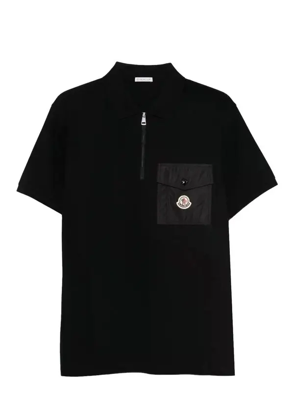 Moncler Half-zip Patch-pocket Polo Shirt - Black
