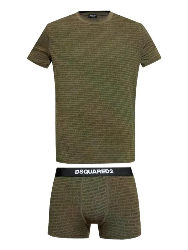 Dsquared2 Logo-print Cotton Two-piece Set - Green