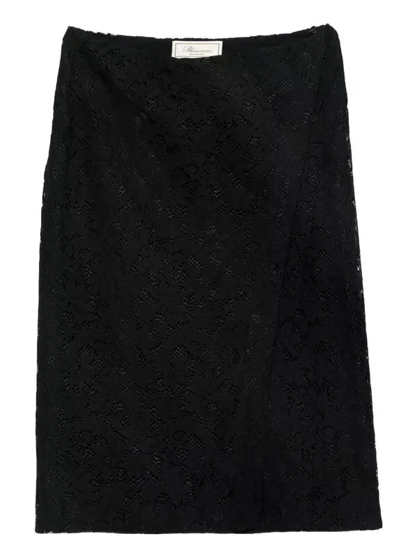 Blumarine Lace-floral Midi Skirt - Black