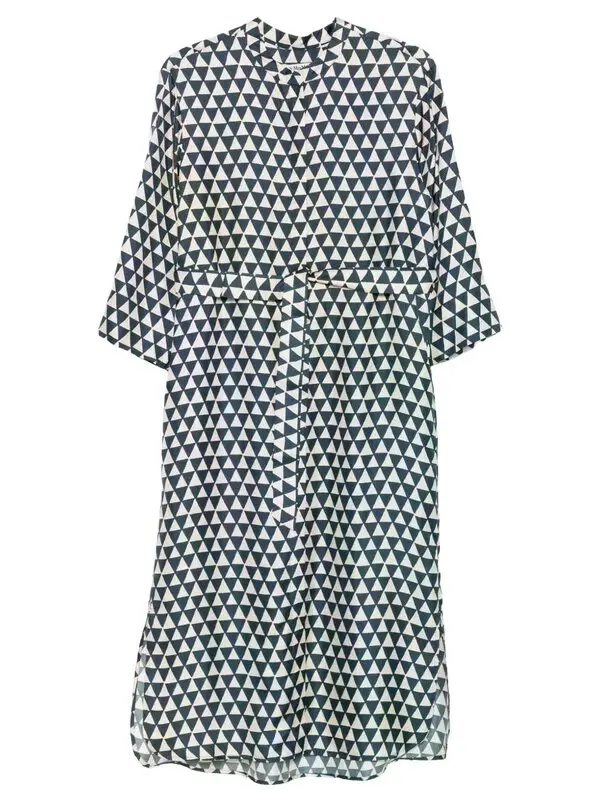 Max Mara Triangle-print Belted Dress - Neutrals