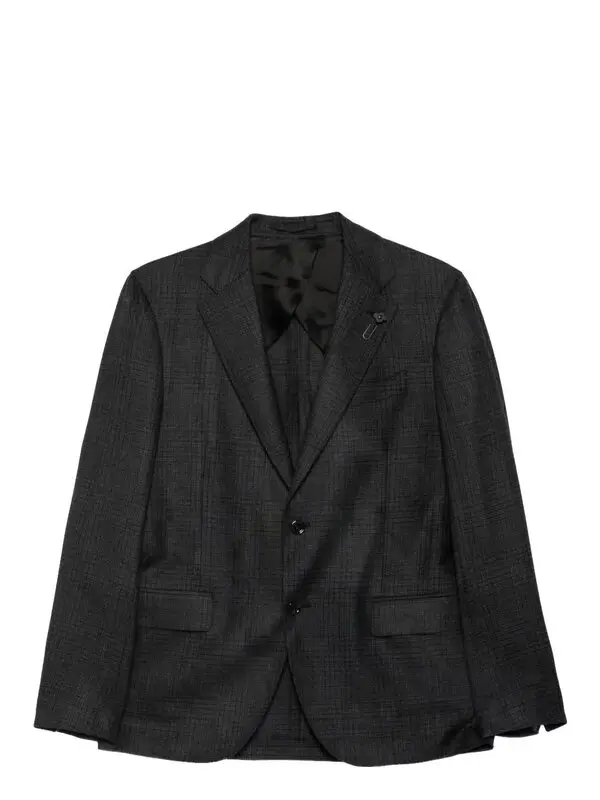 LARDINI Checked-pattern Wool Suit - Grey