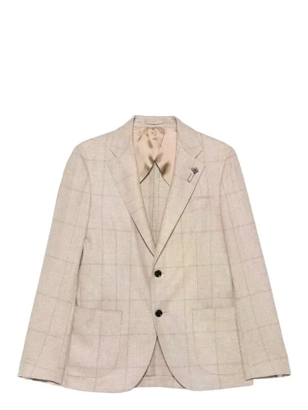 LARDINI Checked Two-button Jacket - Neutrals