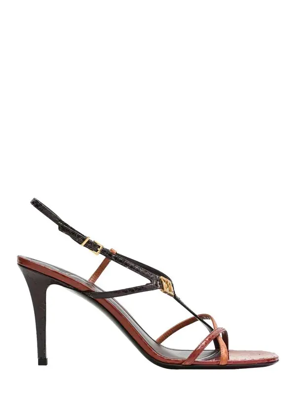 Fendi 85mm Leather Heeled Sandals - Brown