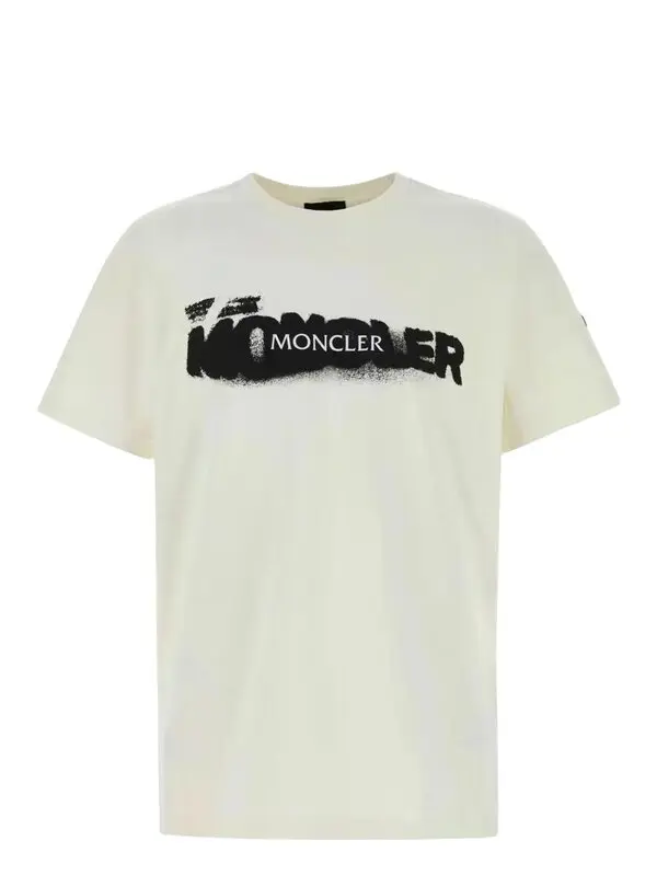 Moncler Spray-print Cotton T-shirt - Neutrals