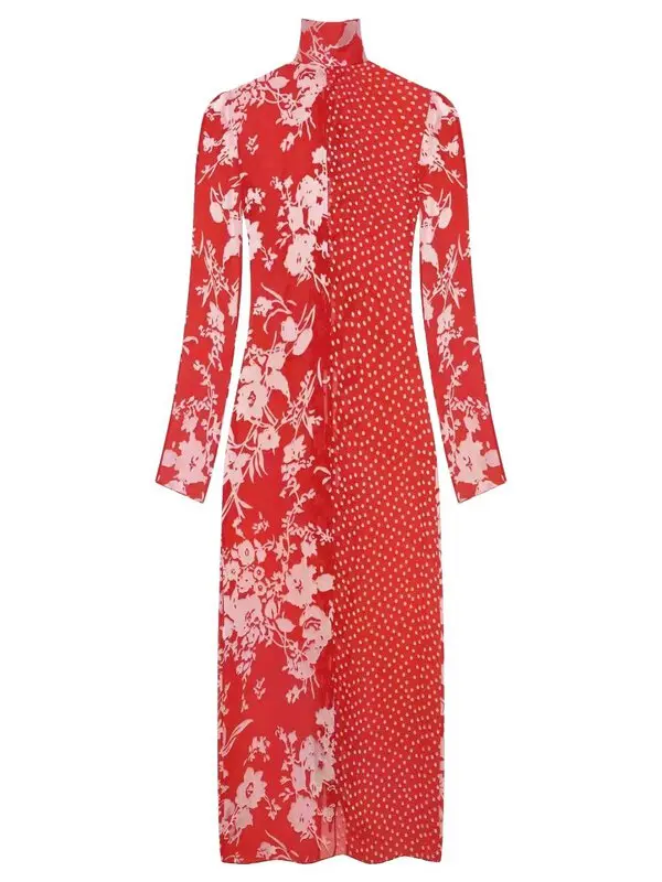 MARINE SERRE Floral-polka Dot Print Maxi Dress - Red
