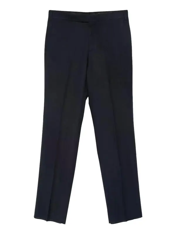 LARDINI Wool Straight-leg Trousers - Blue