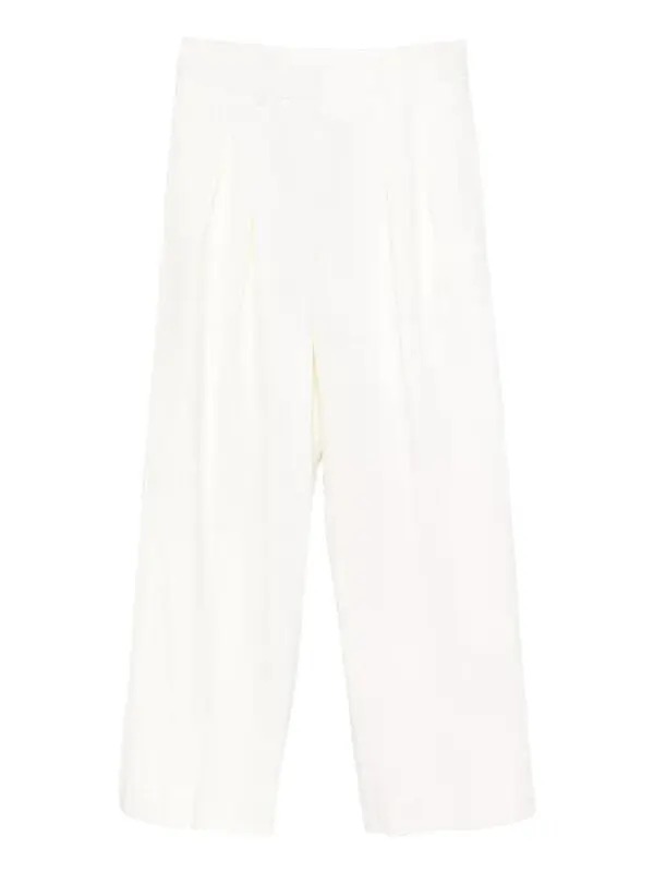 FORTE_FORTE Pleated Cotton Trousers - White