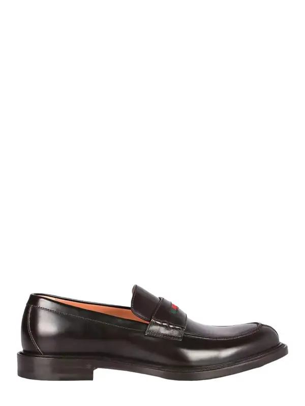 Gucci Web-stripe Leather Loafers - Brown