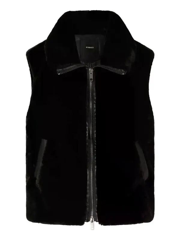 Pinko Faux-fur Zip-front Vest - Black