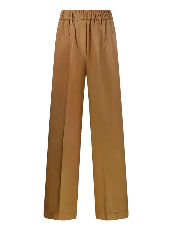 FORTE_FORTE Elastic-waist Pleated Trousers - Brown