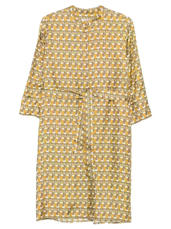 Max Mara Toucan-print Silk Dress - Neutrals