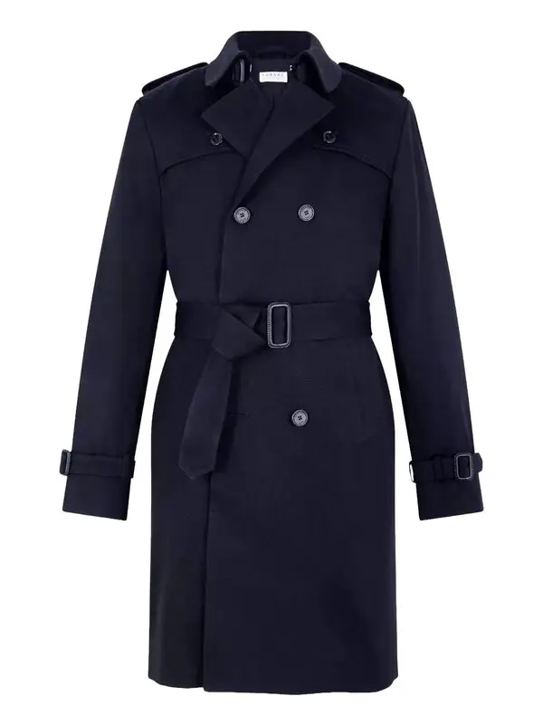 FURSAC Double-breasted Belted Trench Coat - Blue