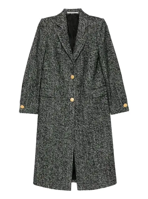 Tagliatore Herringbone Coat With Gold-tone Button Detail - Black