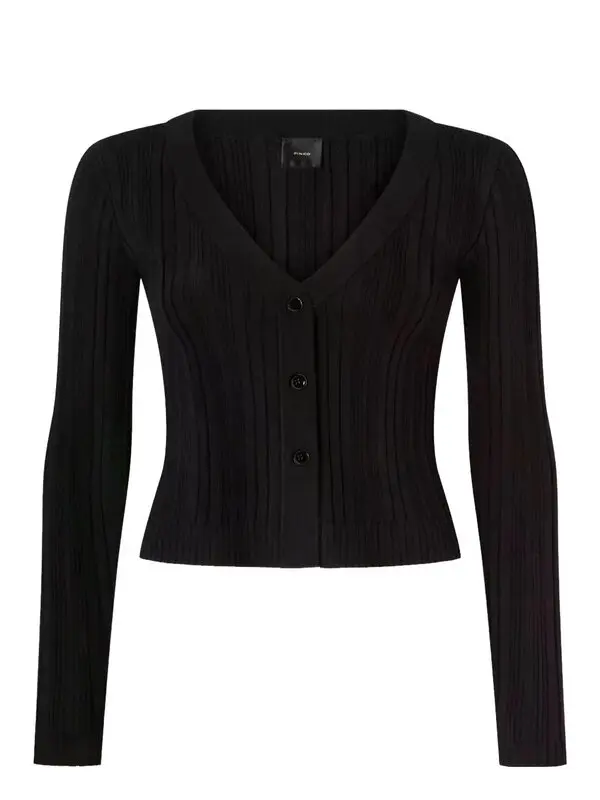 Pinko Ribbed V-neck Cardigan - Black
