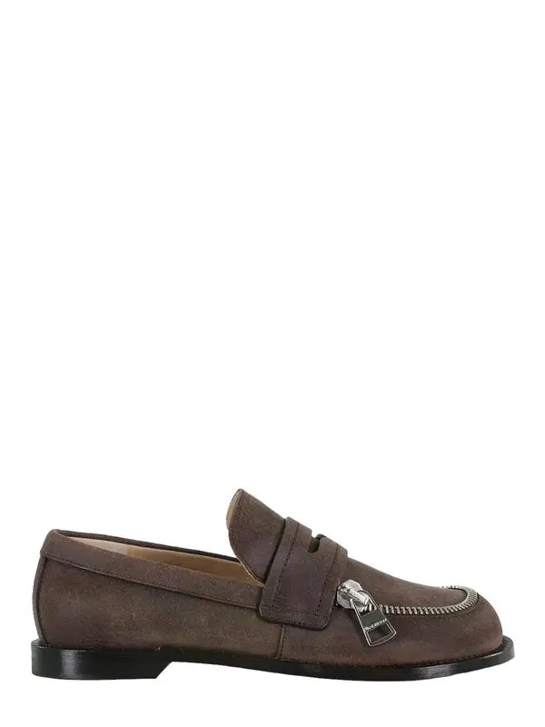 JW Anderson Zip-detail Leather Loafers - Brown