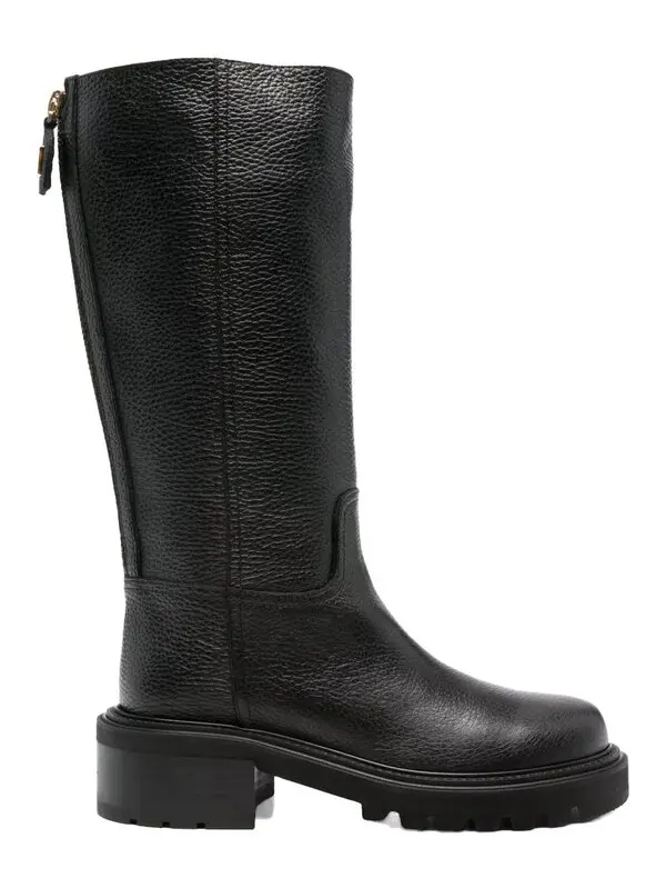 VIA ROMA 15 Leather Zip-detail Boots - Black